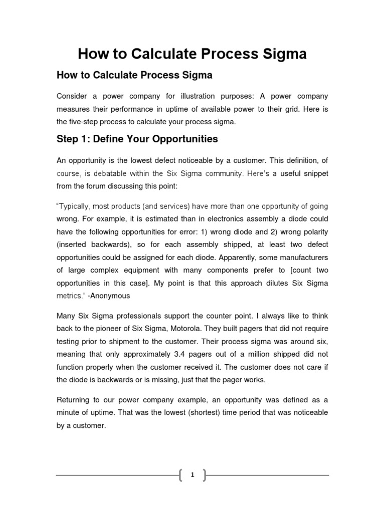 How To Calculate Sigma Level For A Process | PDF | Standard Deviation ...