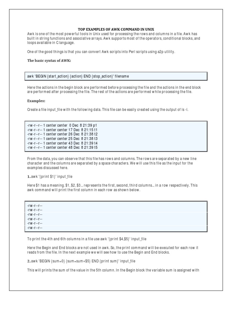 The Basic Syntax of AWK | PDF | Regular Expression | Software Engineering