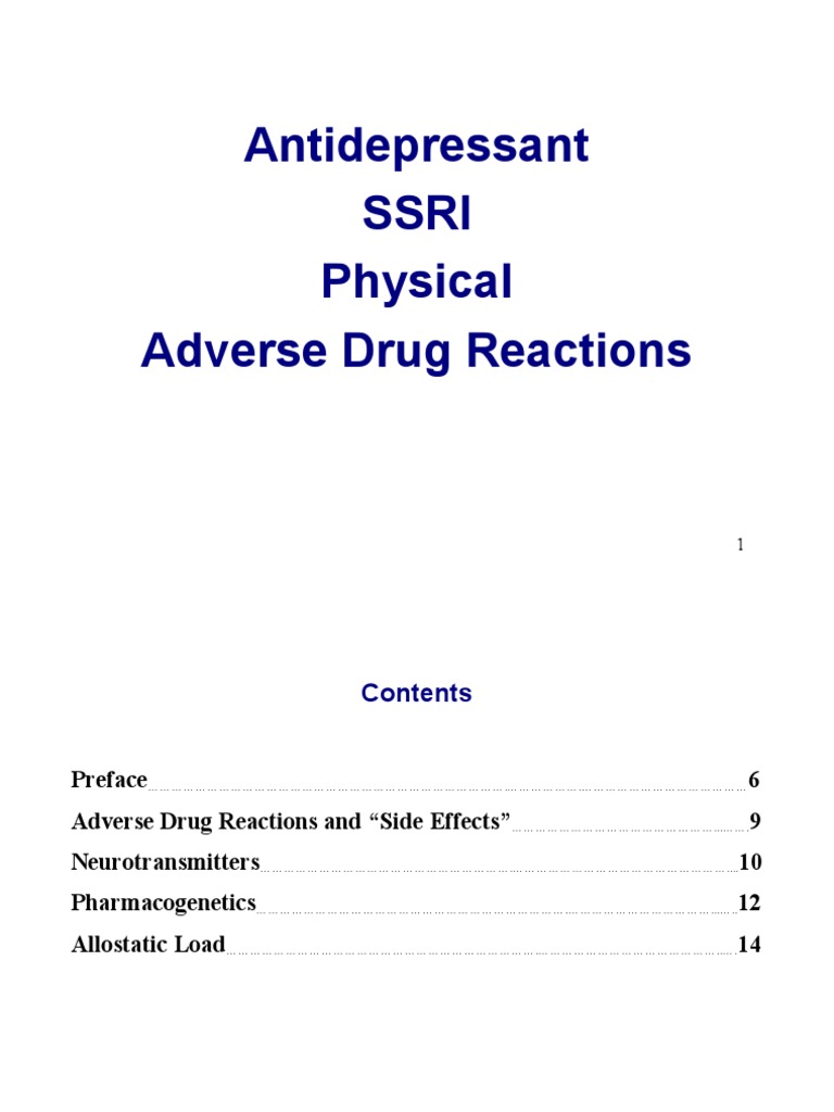 Antidepressant Physical Adverse Reactions | PDF | Selective Serotonin ...