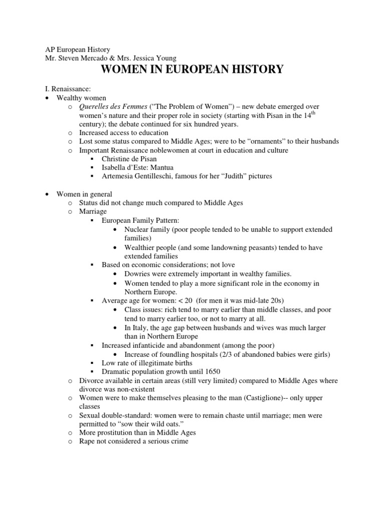 Women in European History | PDF | Feminism | Gender Studies