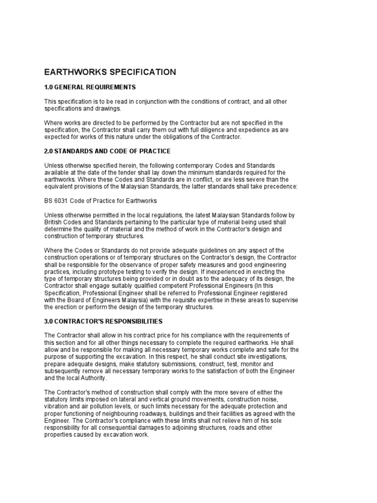 Earthworks Specification | PDF | Deep Foundation | Drainage