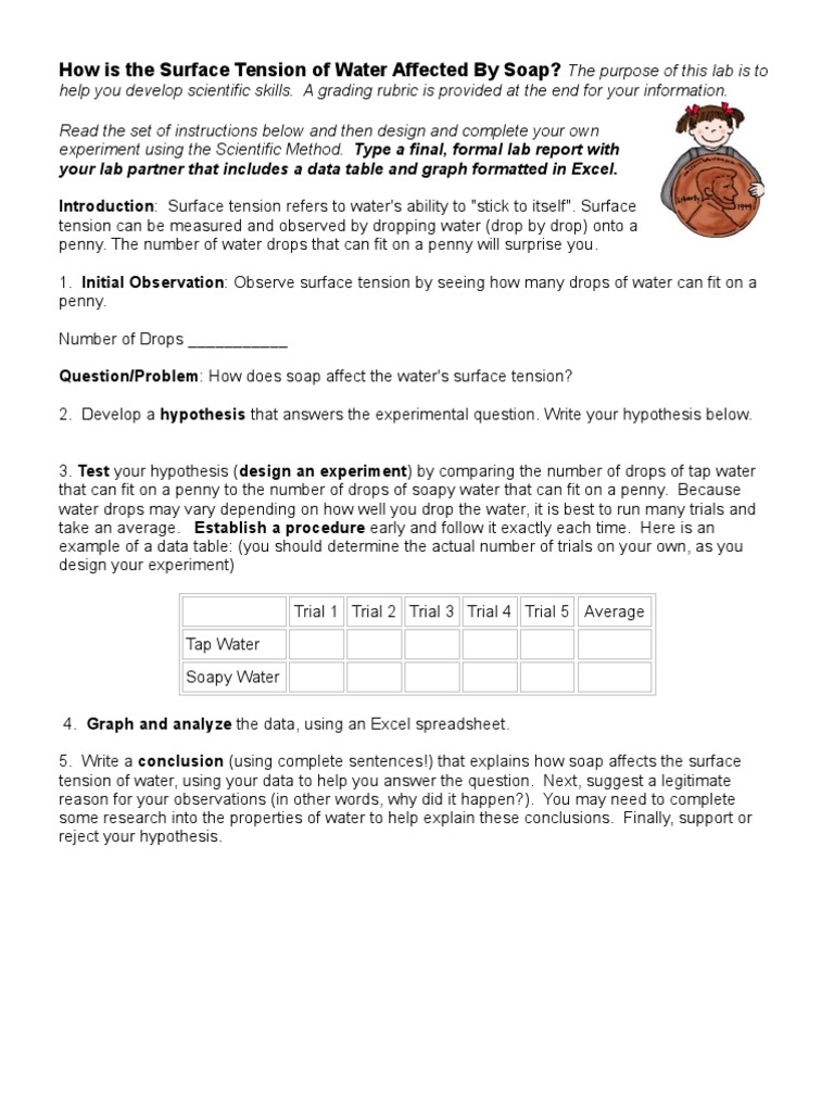Student Lab on Water Tension | PDF | Experiment | Hypothesis