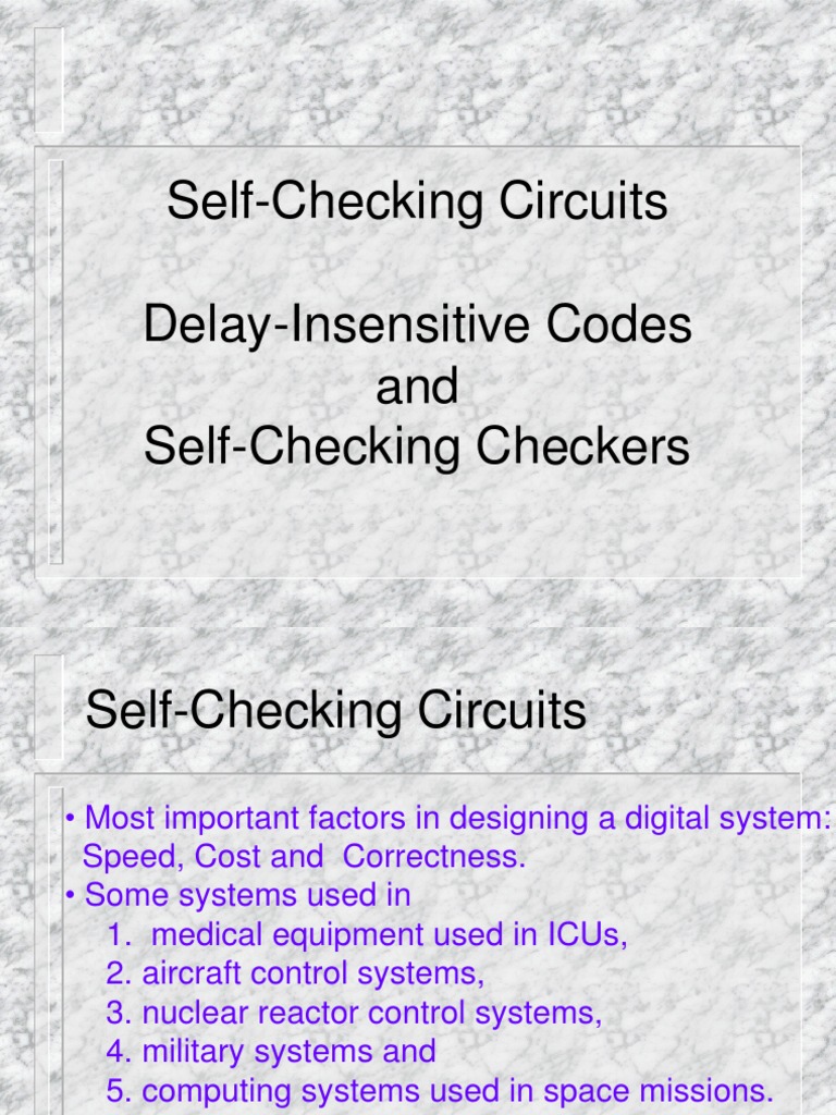 Self-Checking Circuits Delay-Insensitive Codes and Self-Checking Checkers | PDF | Fault ...
