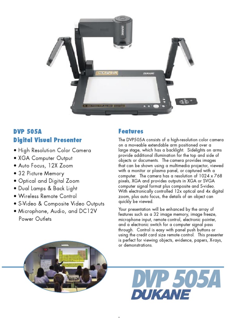 Dukane DVP 505A Visual Presenter | PDF | Camera | Video