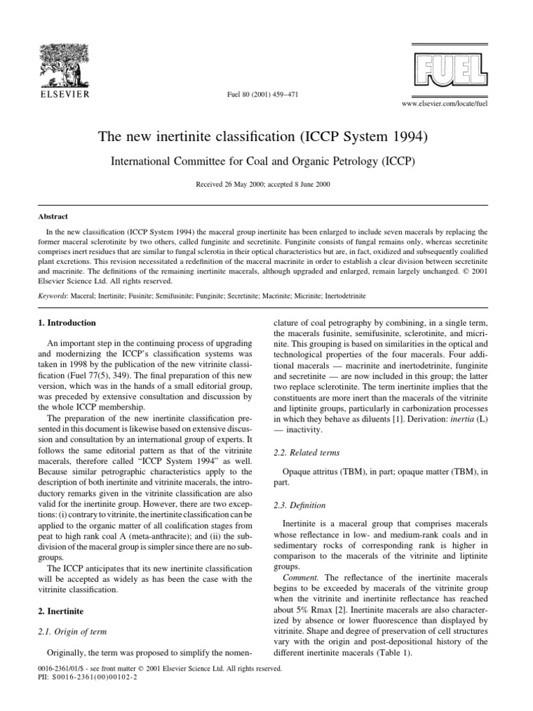 The New Inertinite Classification ICCP System 1994 | PDF | Coke (Fuel ...