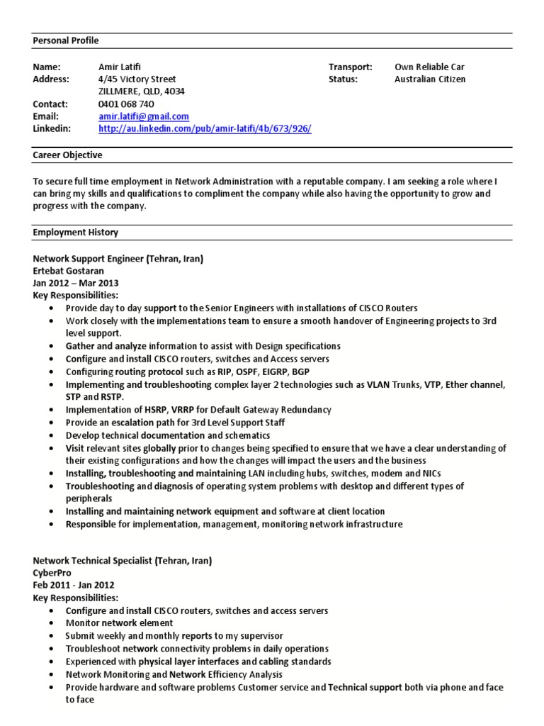 Resume of Amir Latifi v1.3 | PDF | Cisco Certifications | Computer Network