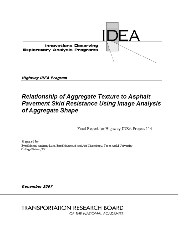 Relationship of Aggregate Texture To Asphalt Pavement Skid Resistance ...