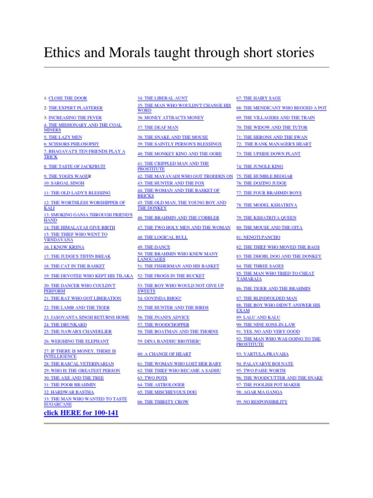 Ethics and Morals Taught Through Short Stories | PDF | Krishna | Hinduism