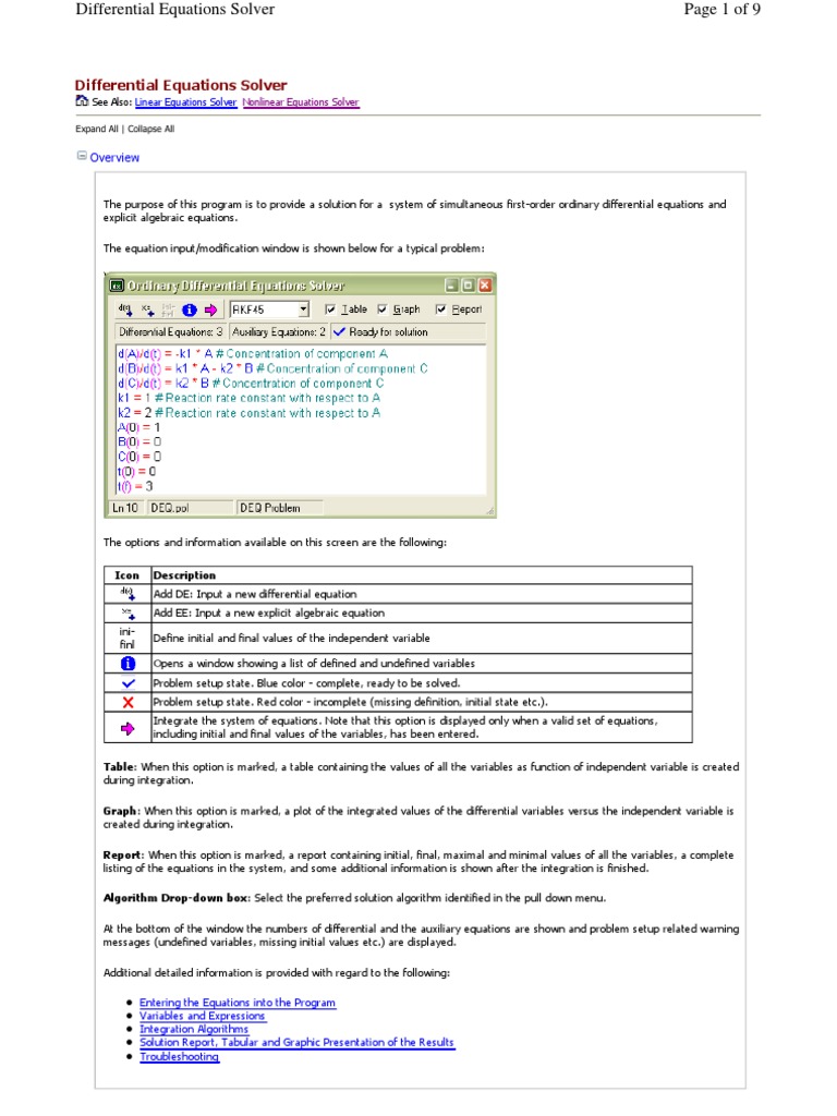 Polymath ODE For Reaction Engineering | PDF | Variable (Mathematics ...