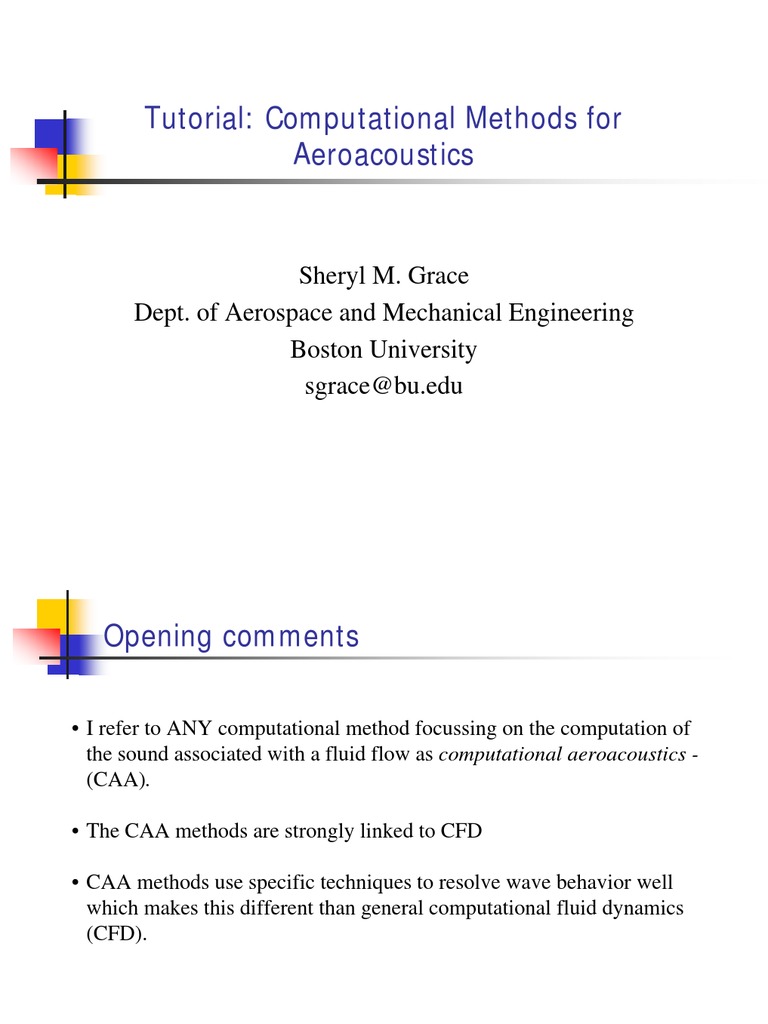 Tutorial Computational Methods For Aeroacoustics | PDF | Computational Fluid Dynamics | Fluid ...
