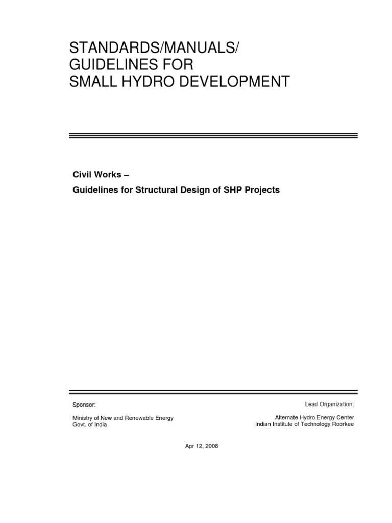 Guidelines For Structural Design of Small Hydro Projects (AHEC) | PDF ...