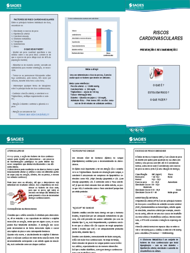 Folheto Riscos Cardiovasculares | PDF | Hipertensão | Aterosclerose