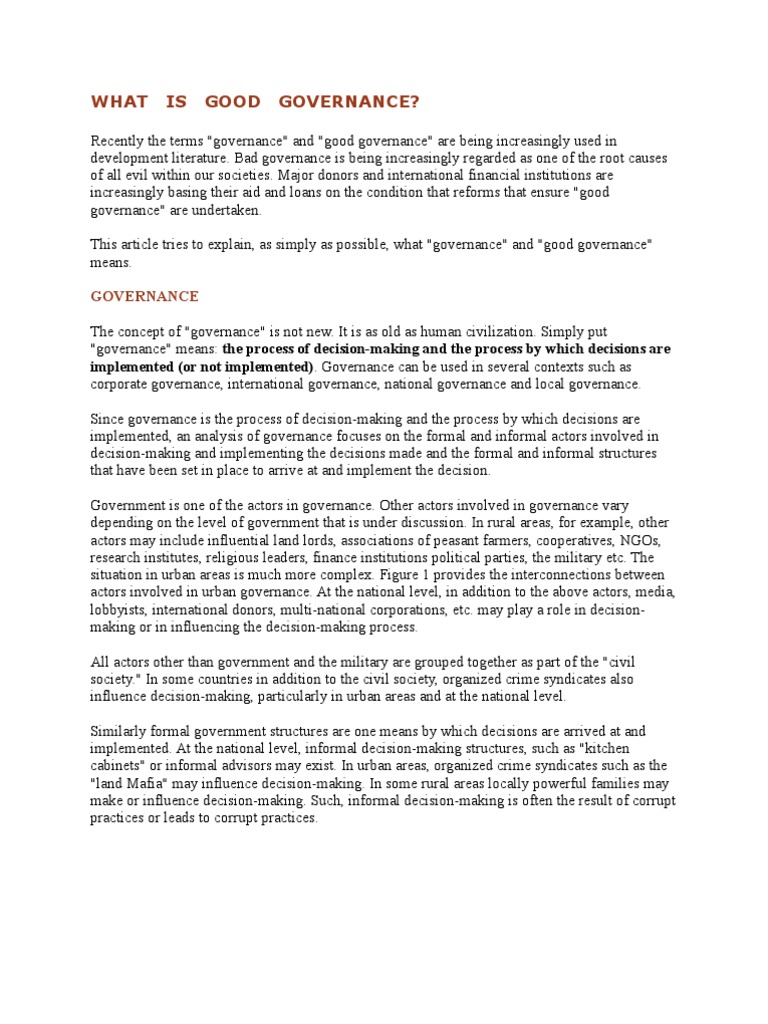 Understanding Good Governance Essentials | PDF