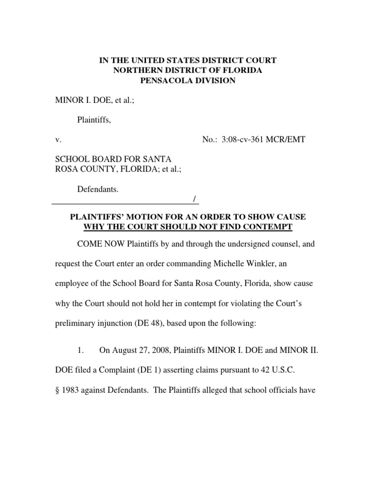 Motion for Contempt in Florida Case | PDF | American Civil Liberties ...