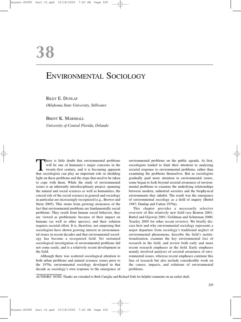 Environmental Sociology Dunlap | PDF | Environmentalism | Sociology