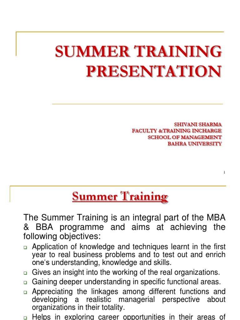 Summer Training Guidelines Overview | PDF