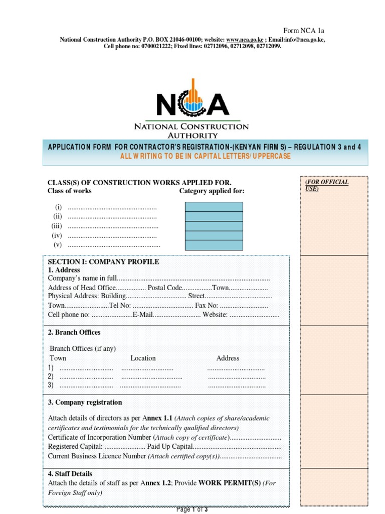 NCA FORM | Address (Geography) | Post Office Box