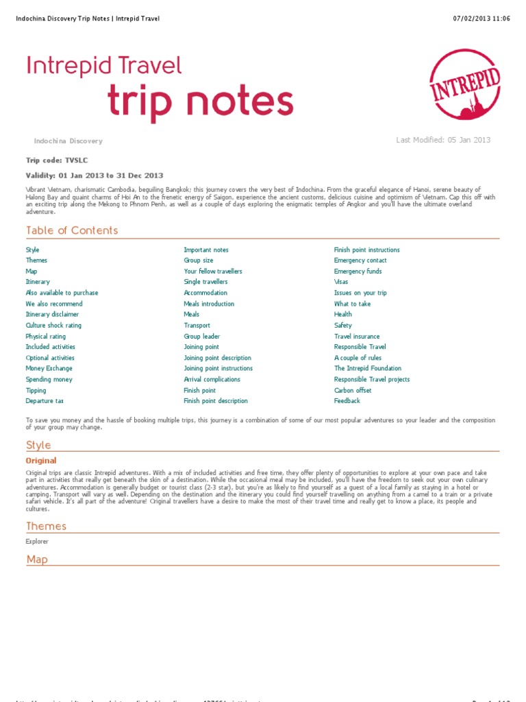 Indochina Discovery Trip Notes - Intrepid Travel | PDF | Phnom Penh ...