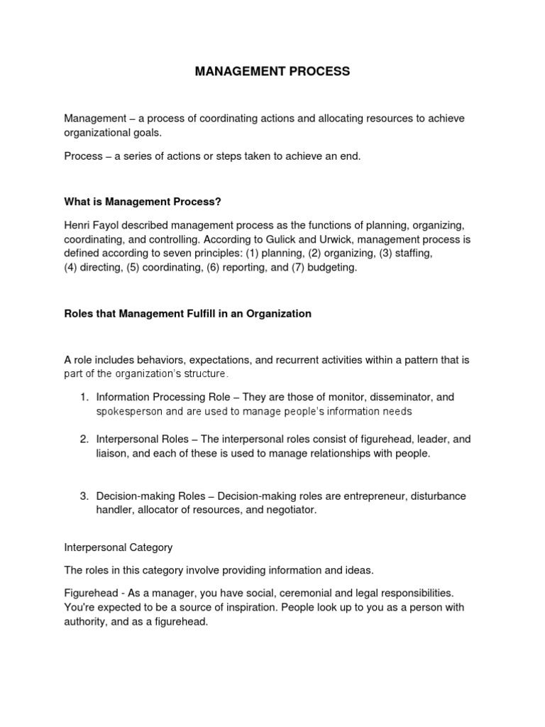 What Is Management Process? | PDF