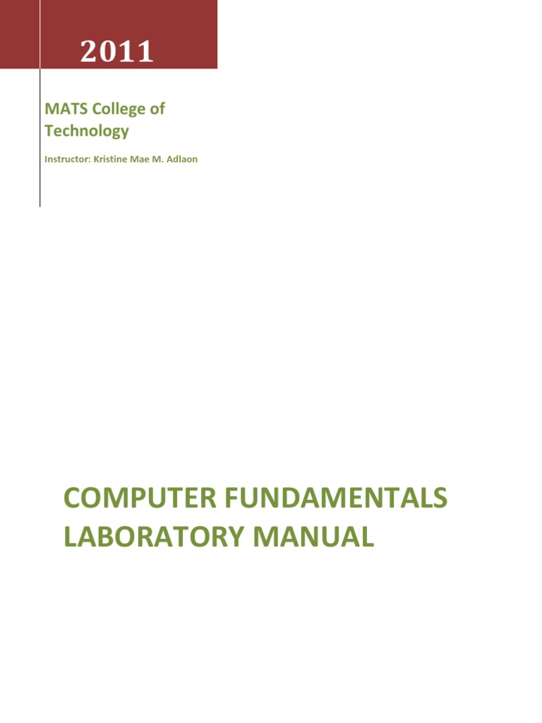 Computer Fundamentals Laboratory Manual: MATS College of Technology ...
