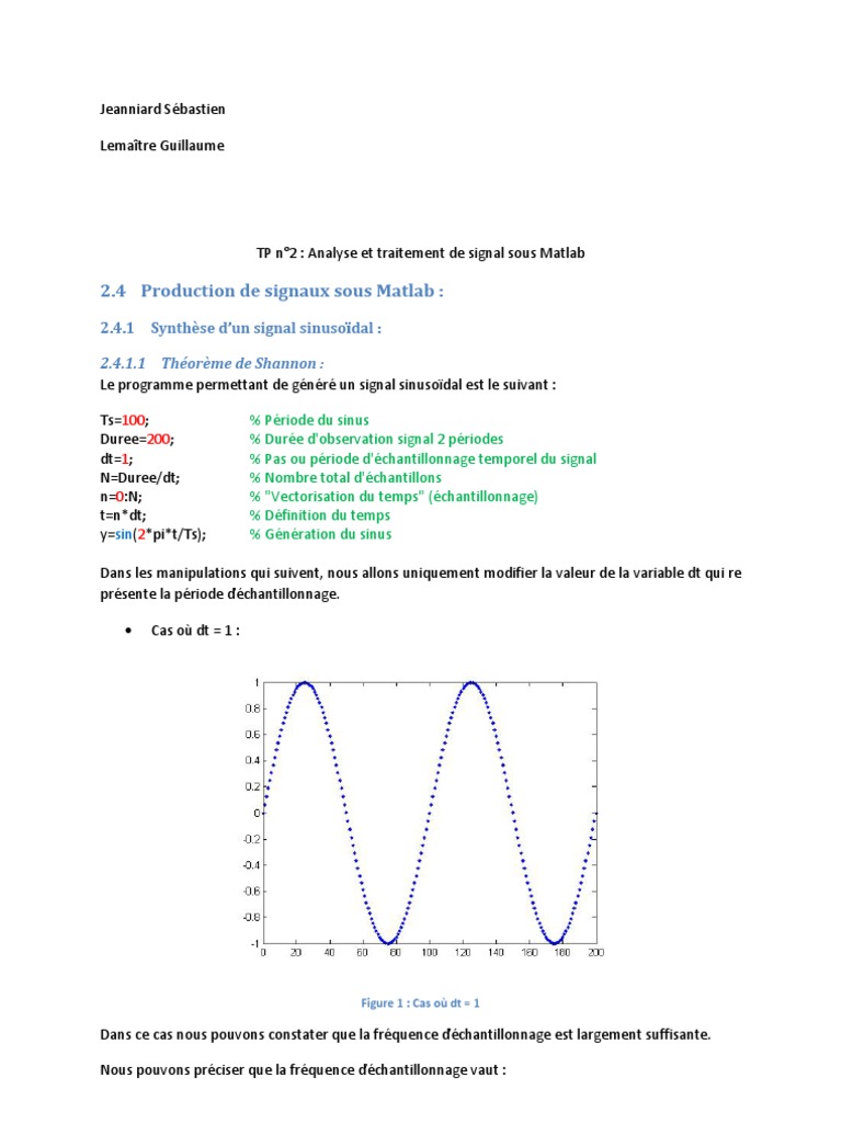 TP2 Traitement Signal MatLAB | PDF | Filtre (électronique ...
