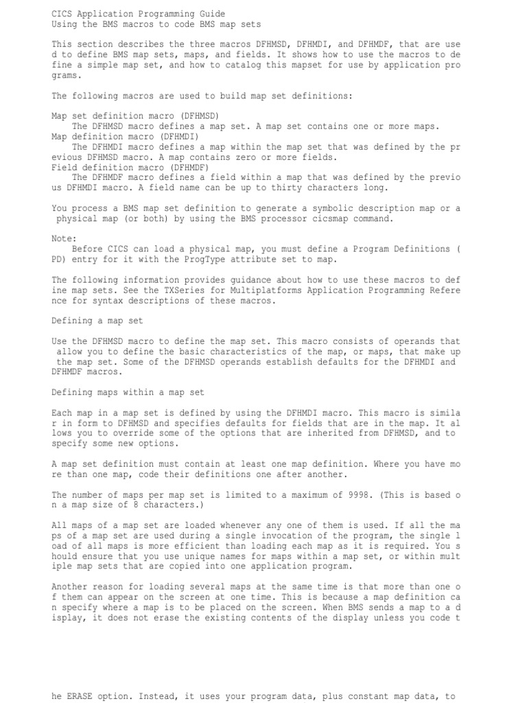 Cics Map Definition | PDF | Macro (Computer Science) | Areas Of ...