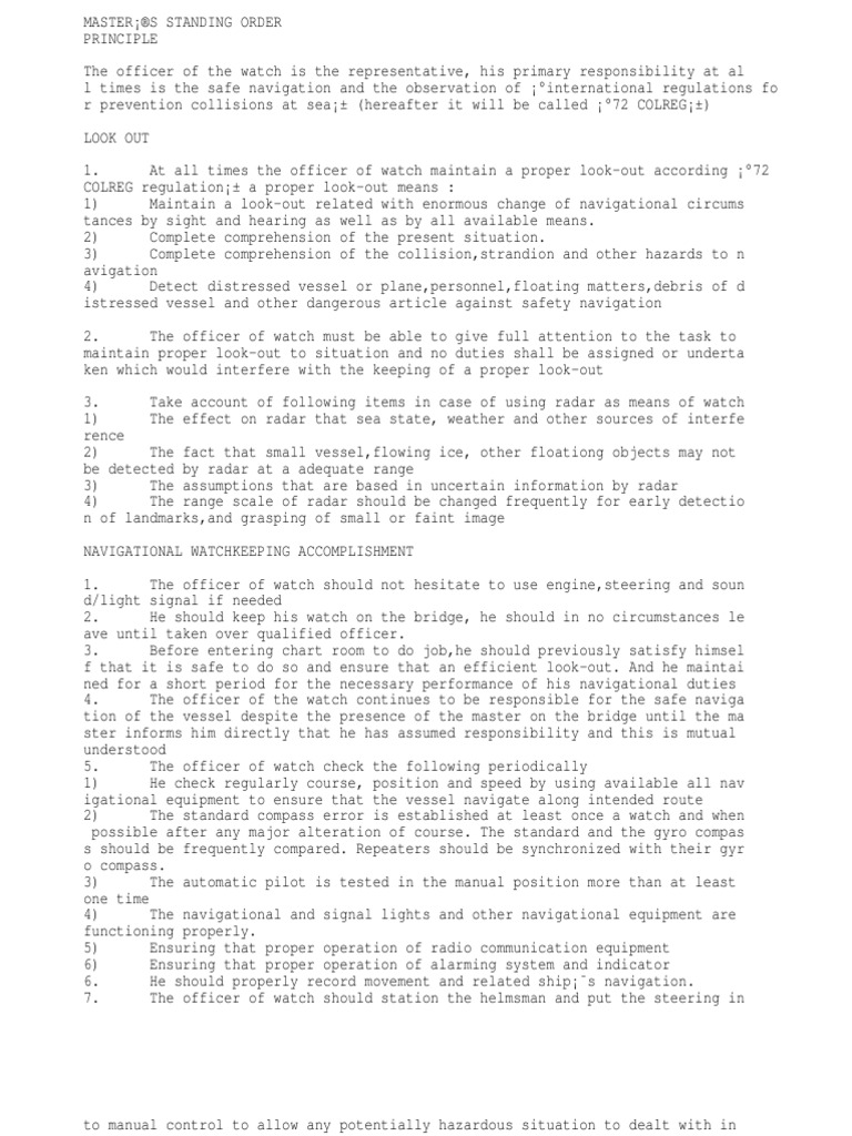 Master Standing Orders | PDF | Navigation | Transport