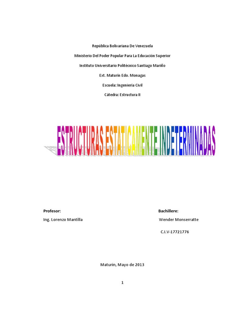 Estructura Hiperestatica Wender | PDF | Elasticidad (Física) | Plasticidad (Física)
