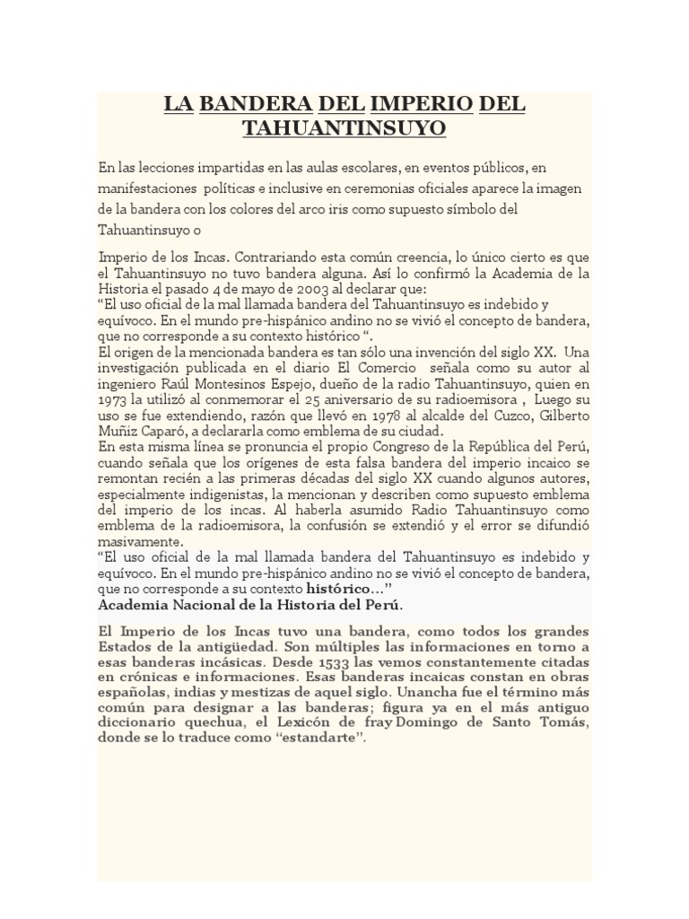 La Bandera Del Imperio Del Tahuantinsuyo | PDF