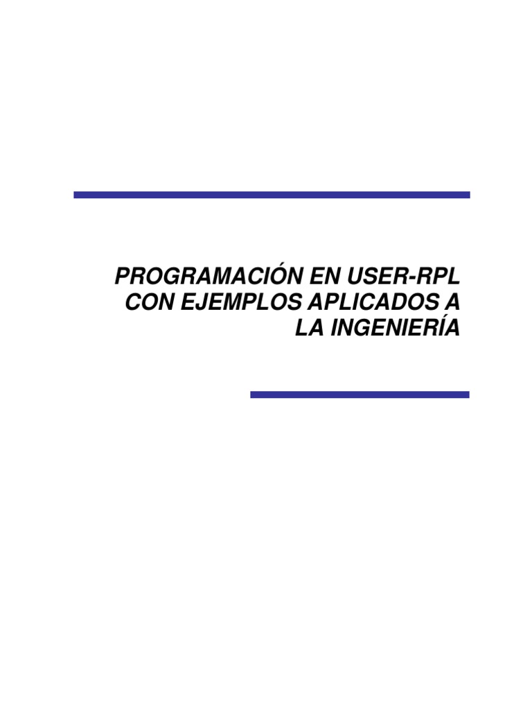 Manual de Programacion User-Rpl en Hp50g | PDF | Calculadora | Programa de computadora
