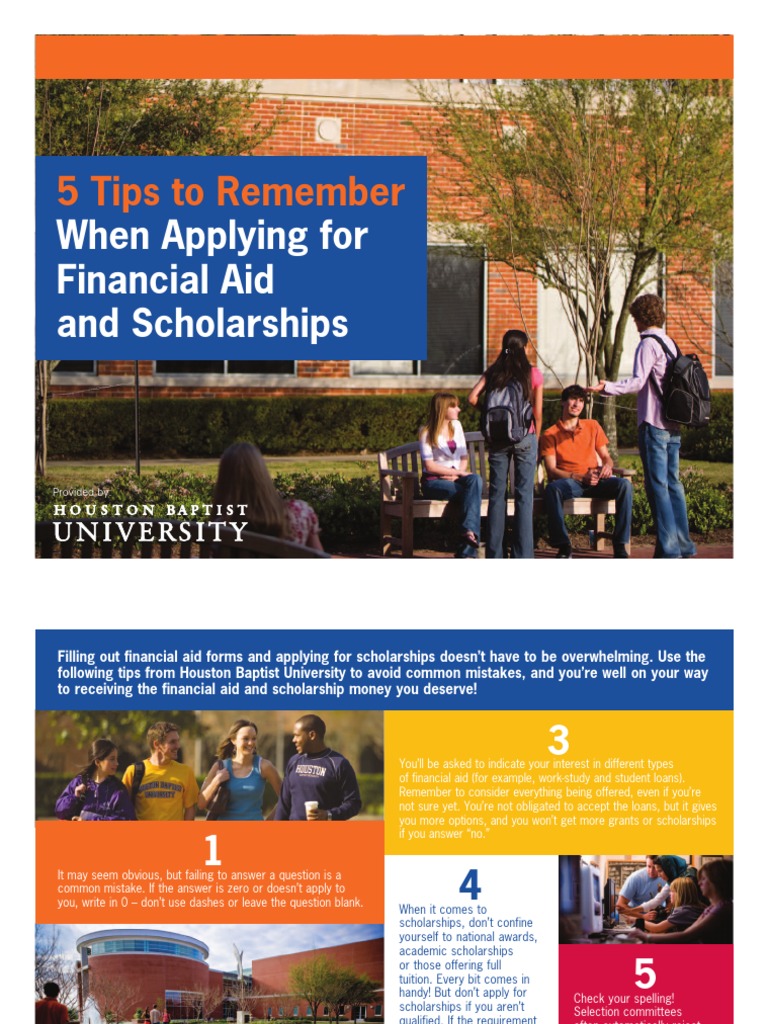 5 Tips For Financial Aid and Scholarships - HBU | PDF