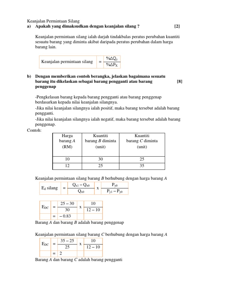 Keanjalan Permintaan Silang | PDF
