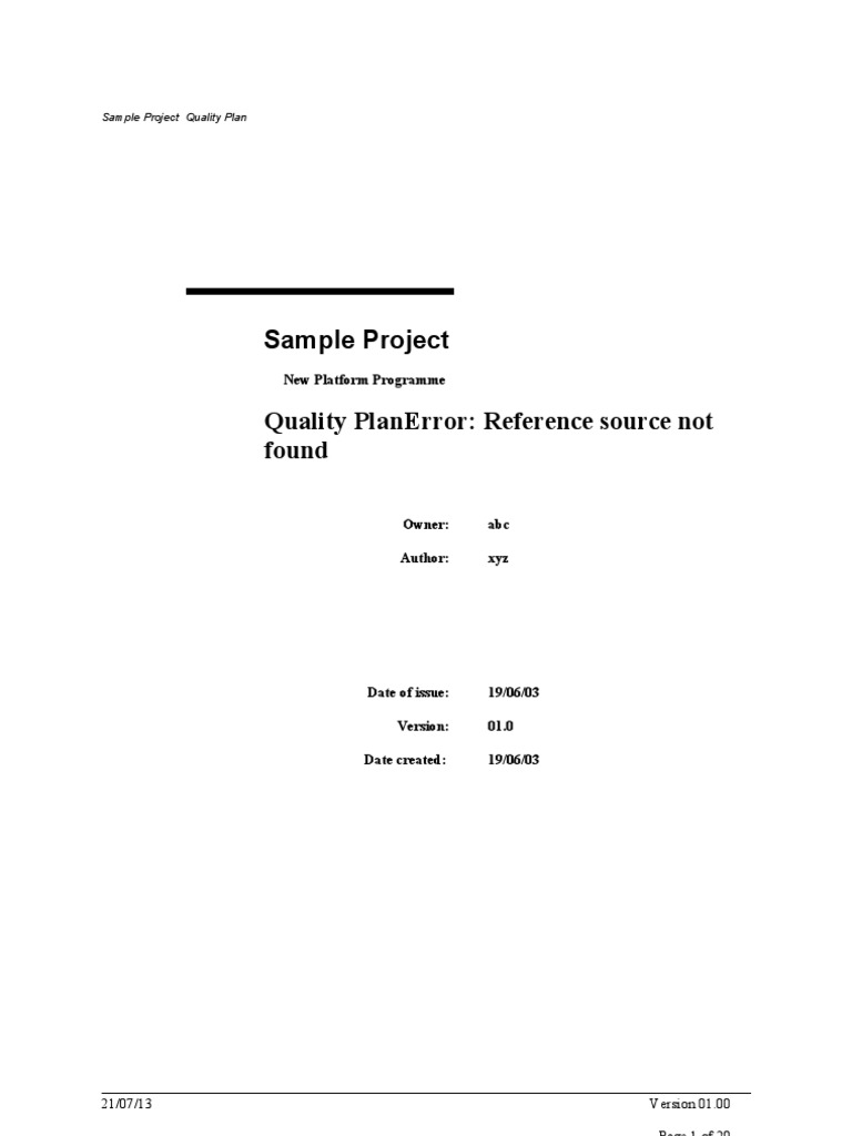 Example Quality Plan | PDF | Quality Assurance | Quality (Business)