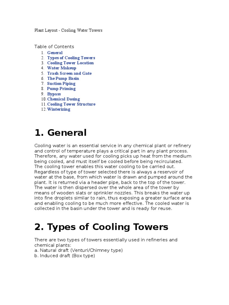 Plant Layout - Cooling Water Towers | PDF | Spillway | Pump