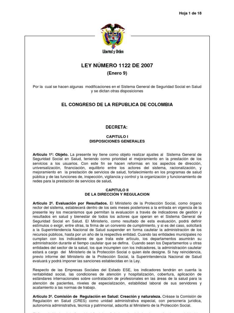 Ley 1122 | PDF | Gobierno | Economias