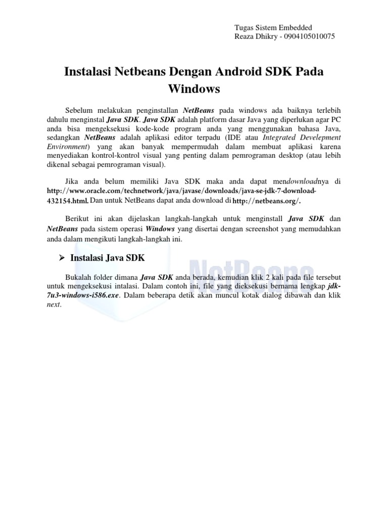 Instalasi Netbeans Beserta Android SDK Pada Windows | PDF | Bisnis