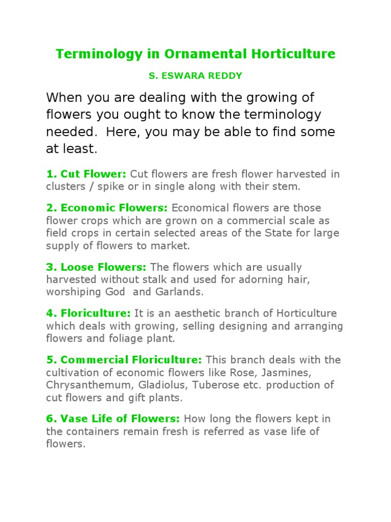 Terminology in Ornamental Horticulture | PDF | Environmental Design ...