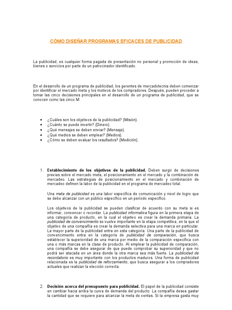 Cómo Diseñar Programas Eficaces de Publicidad | Descargar gratis PDF ...
