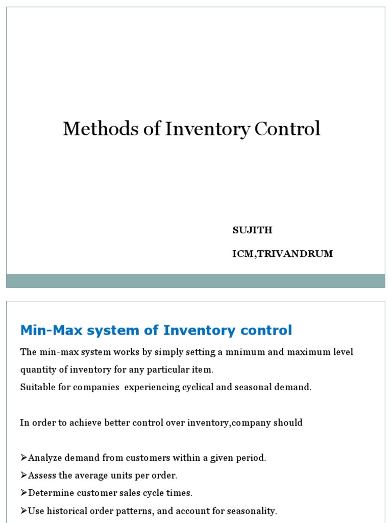 Inventory Control Techniques | PDF | Inventory | Supply Chain