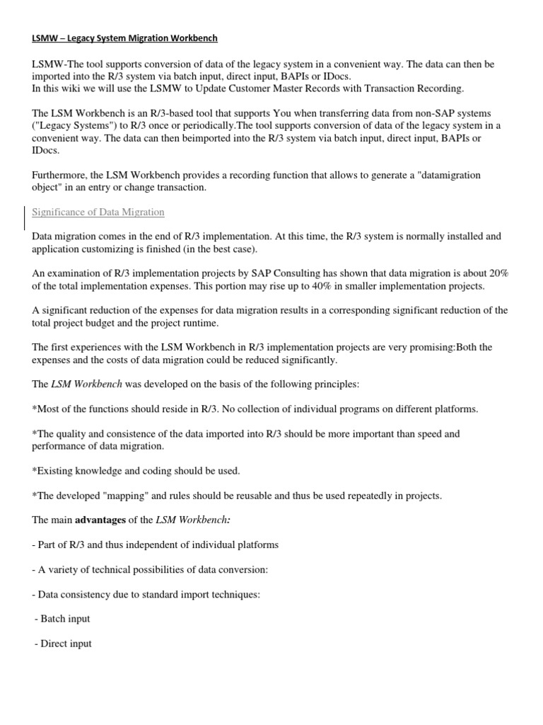 LSMW | PDF | Data Management | Data