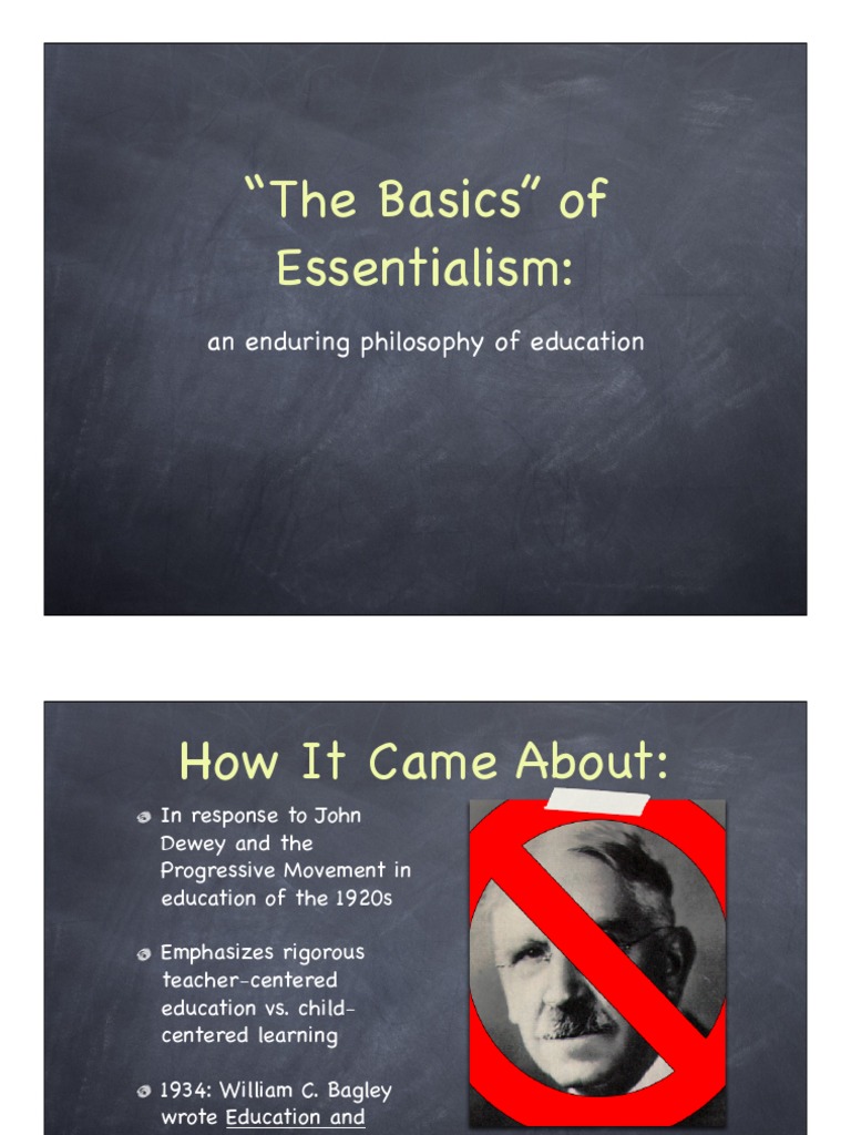 Essentialism Presentation | PDF | Philosophy Of Education | Quality Of Life