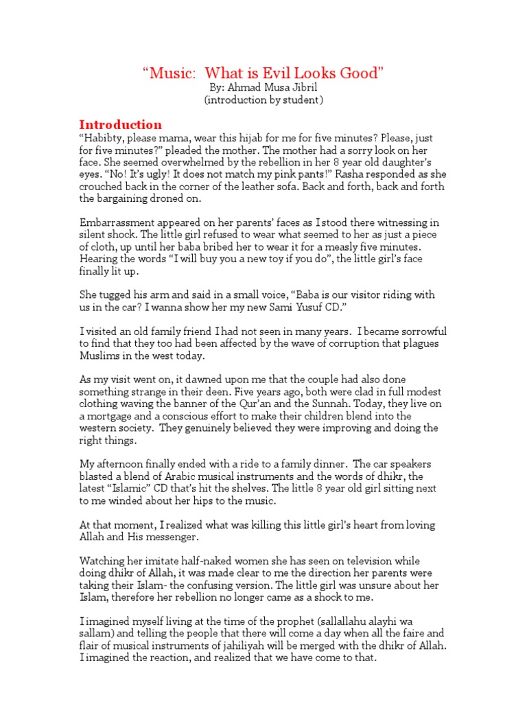 Music What Is Evil Looks Good by Ahmad Musa Jibril | PDF | Hadith ...