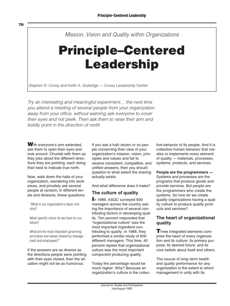 WK 2 Principle Centered Leadership | PDF | Strategic Management ...