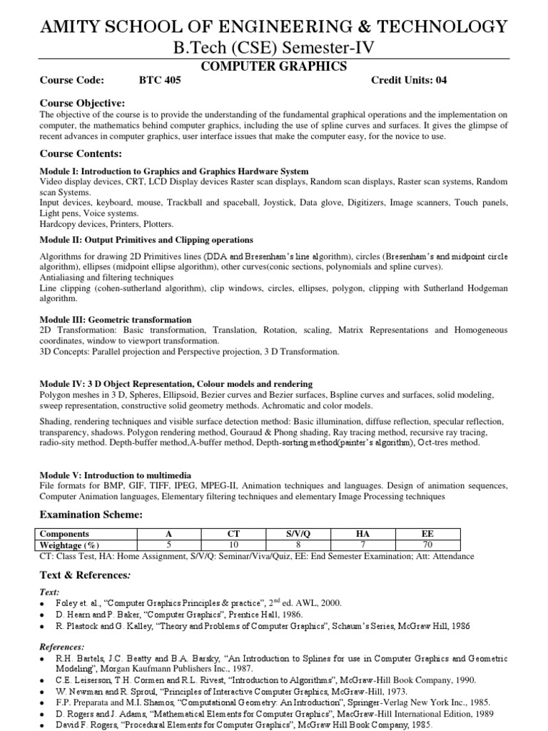 Computer Graphics Course Overview | PDF | 2 D Computer Graphics ...