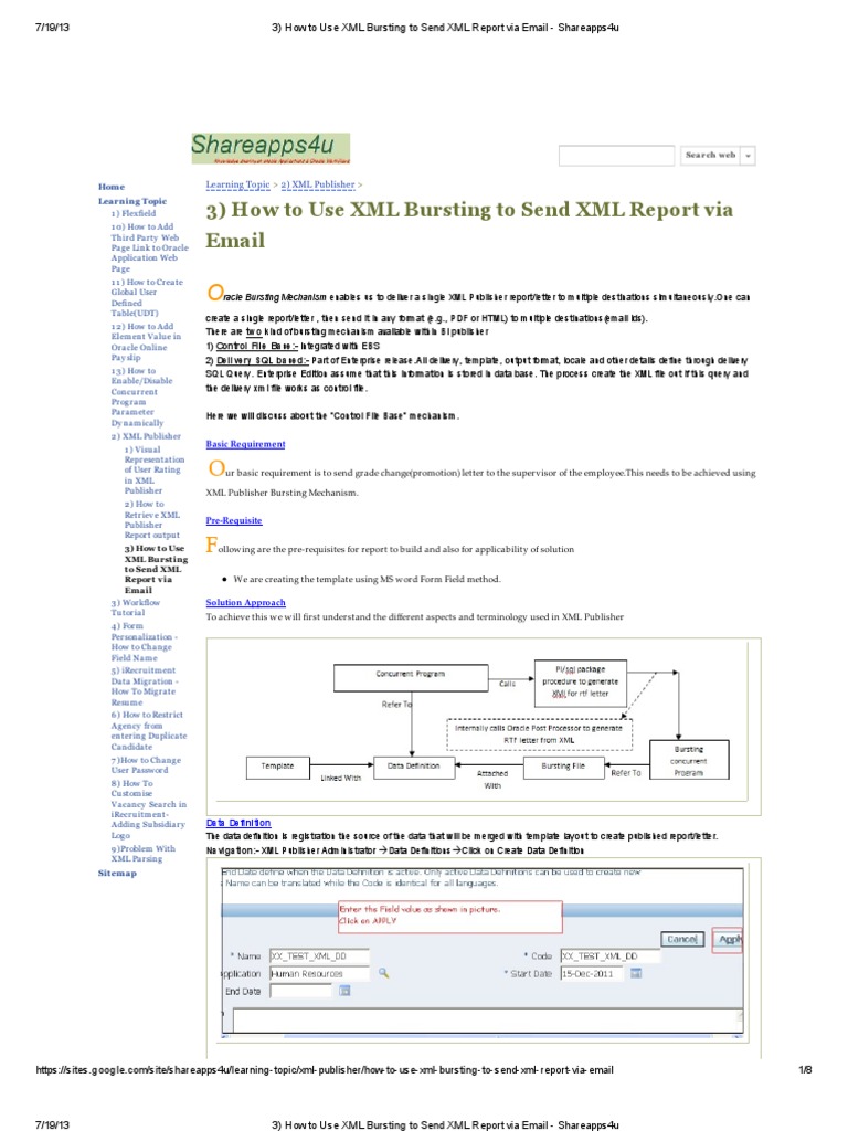 3) How To Use XML Bursting To Send XML Report Via Email - Shareapps4u | PDF | Xml | Microsoft Word