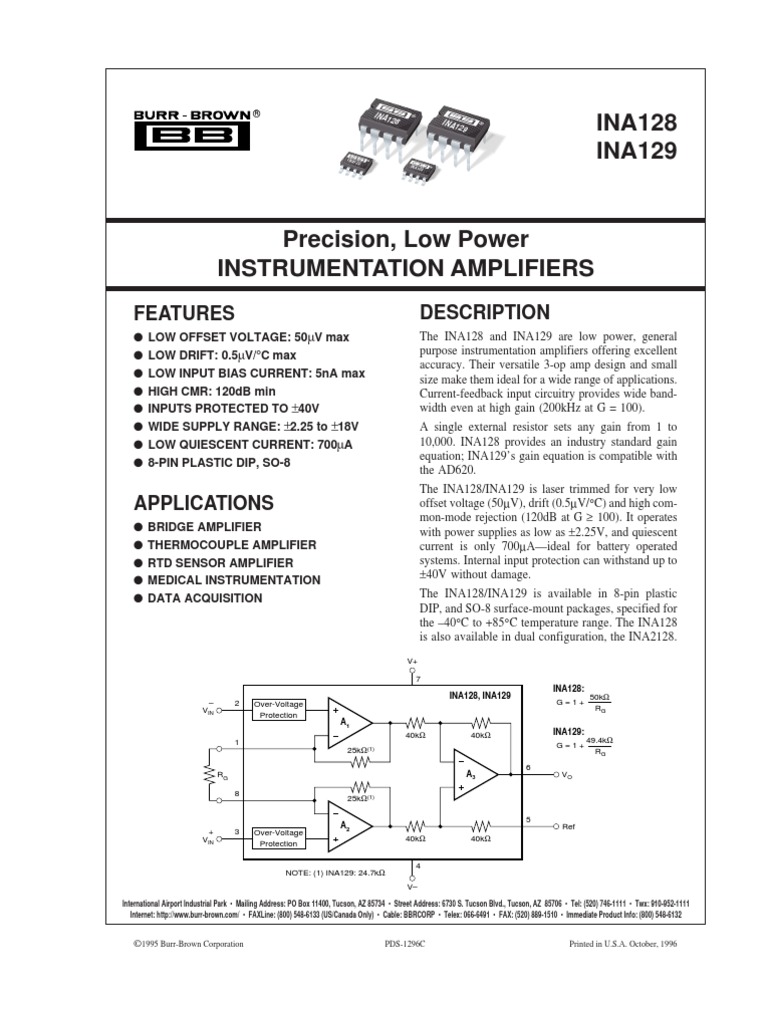 INA128p datasheet.pdf | Amplifier | Resistor