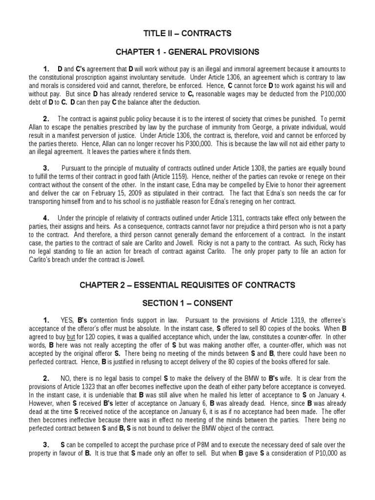 Chapters 1 & 2 OBLICON | PDF | Offer And Acceptance | Law Of Obligations