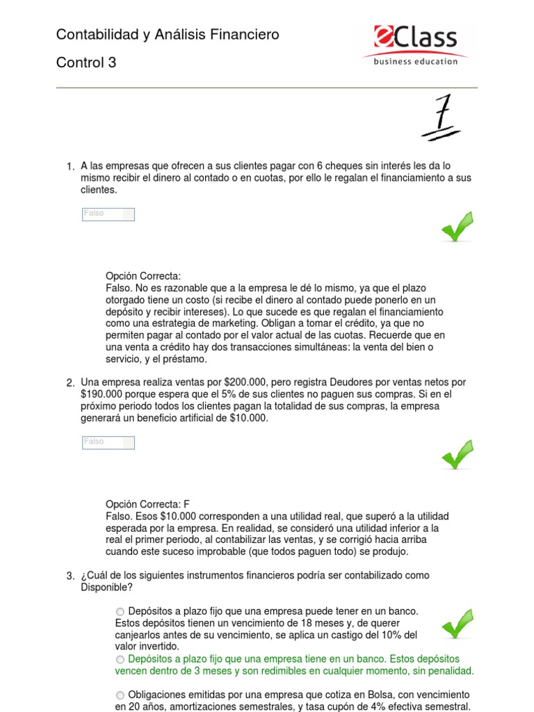 Contabilidad y AnÃ¡lisis Financiero - Control 3 | PDF | Interés | Compartir (Finanzas)
