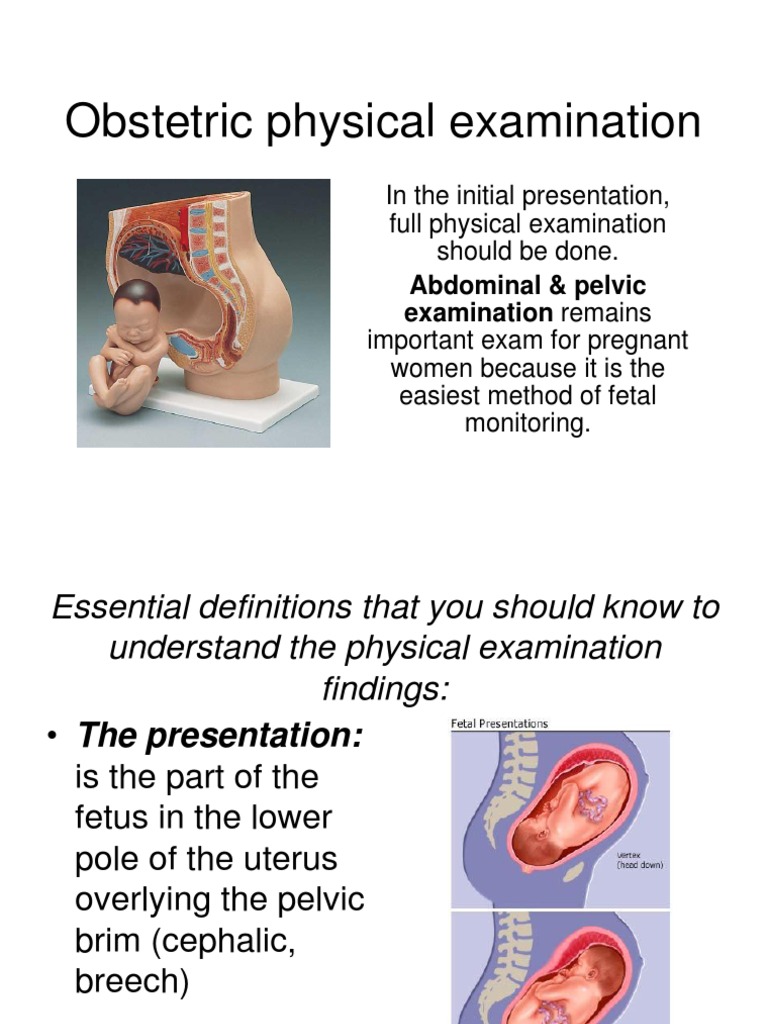 Obstetric Physical Examination Guide | PDF | Abdomen | Pelvis