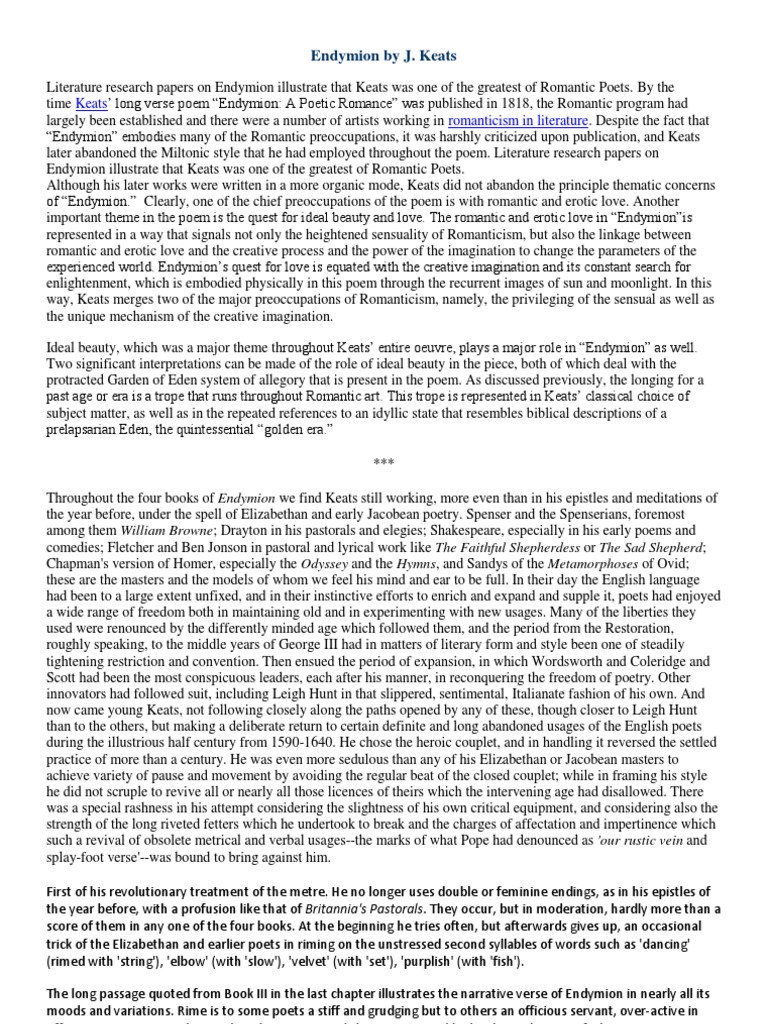 Endymion by J. Keats | PDF | John Keats | Romanticism